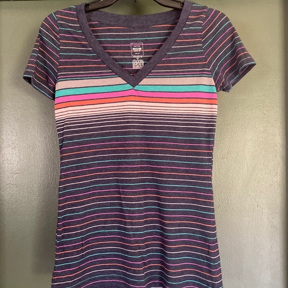 Mossimo Supply Co. | Tops | Mossimo Navy Blue Striped Boyfriend Tee V ...